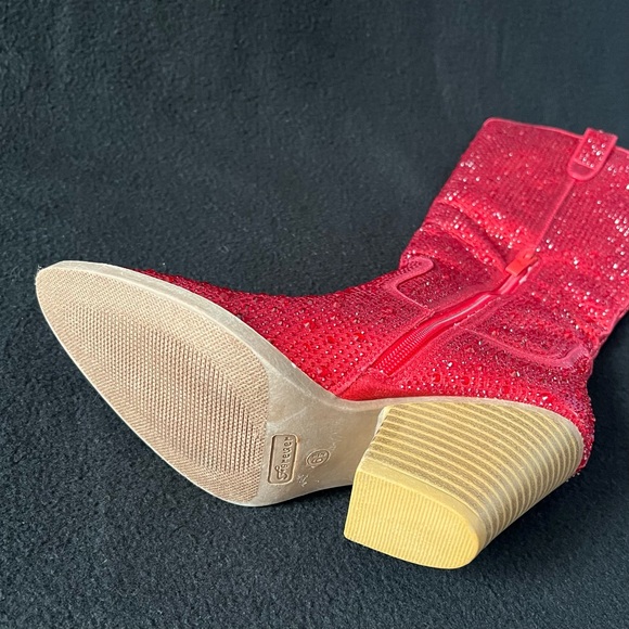 Forever 21 | Shoes | Forever River Ii Ruby Red Rhinestone Tall Cowboy ...